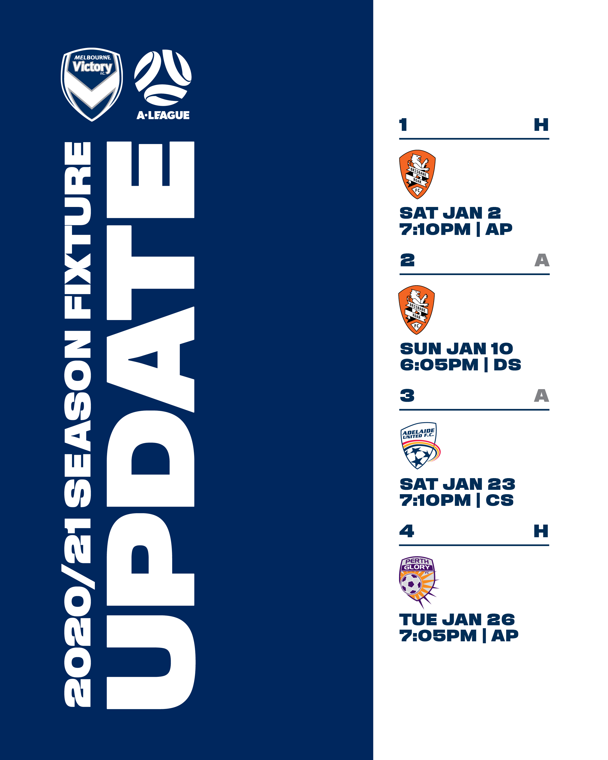 2020/21 A-League & Westfield W-League fixture | Melbourne Victory